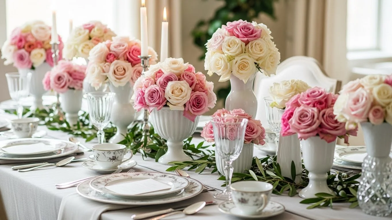 25 Gorgeous Rose Centerpieces That Elevate Dinner Tables - decorviewer.com